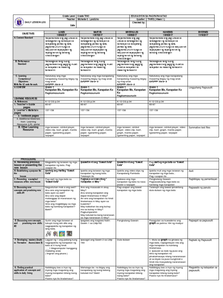 Week 1 Third Quarter Grade 2 | PDF