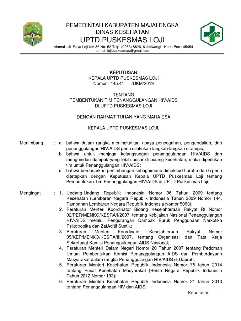 6.1.9.2 SK Pembentukan Tim Penanggulangan HIV Loji | PDF