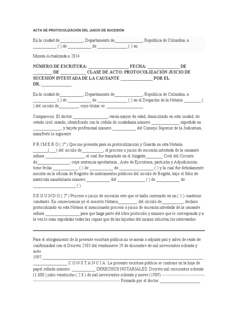 Acta de Protocolización Del Juicio de Sucesión | PDF | Herencia | Derecho Civil (Common Law)
