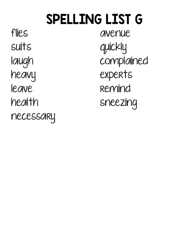 Spelling List Practice | PDF