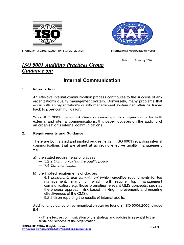 7.4 APG-InternalCommunication2015 PDF | PDF | Iso 9000 | Quality ...