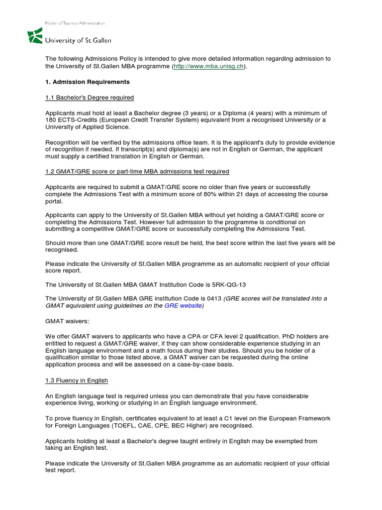 Admissions Policy 2018-2019 PDF | Download Free PDF | University And ...