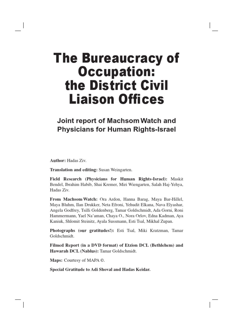 Physicians For Human Rights-Israel: The Bureaucracy of Occupation - May ...