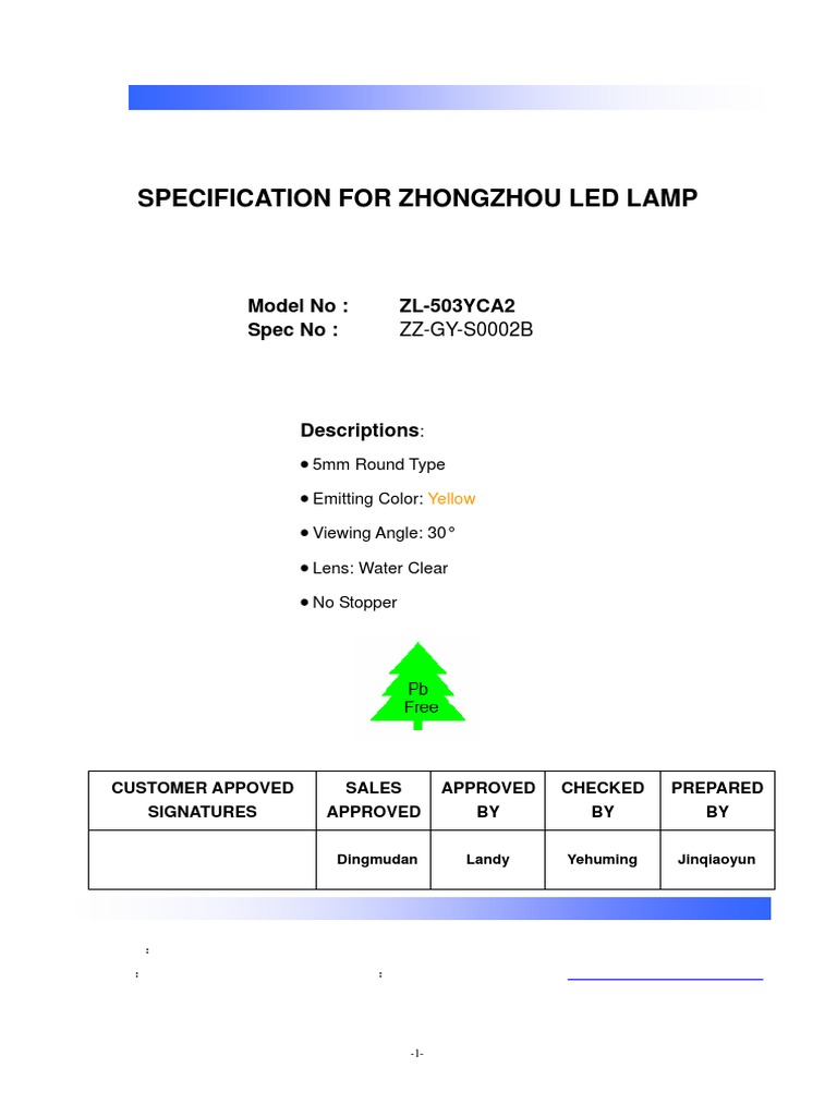 Zhongzhou LED Lamp Specification | PDF | Light Emitting Diode ...