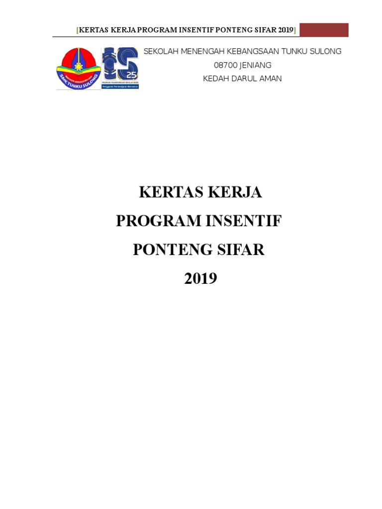 Kertas Kerja Ponteng Sifar 2019 | PDF