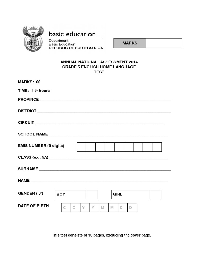 Grade 5 English HL Test | PDF | Honey | English Language