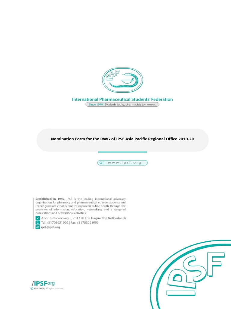(IPSF APRO Call For RWG) Nomination Form For The Positions of IPSF Asia ...