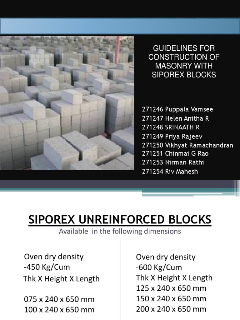 Guidelines For Construction of Masonry With Siporex Blocks | PDF | Wall ...