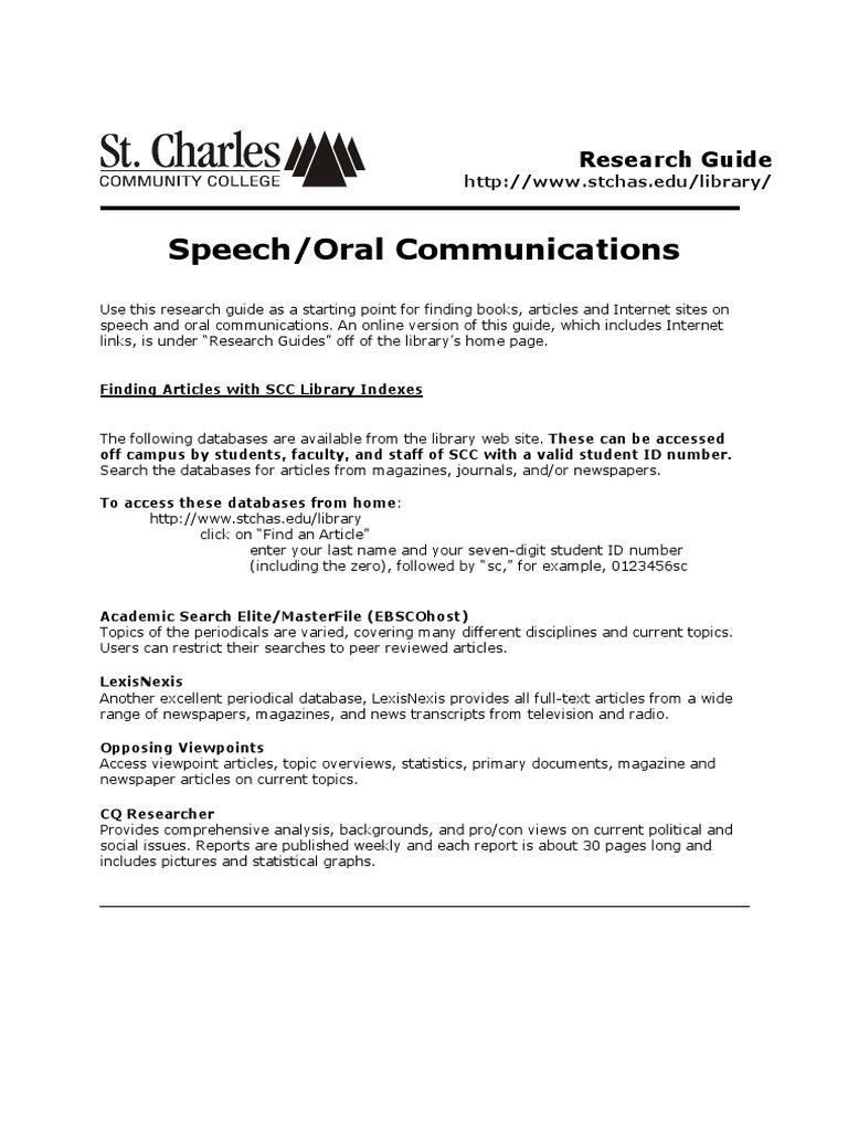Speech/Oral Communications: Research Guide | PDF | Newspapers | Internet