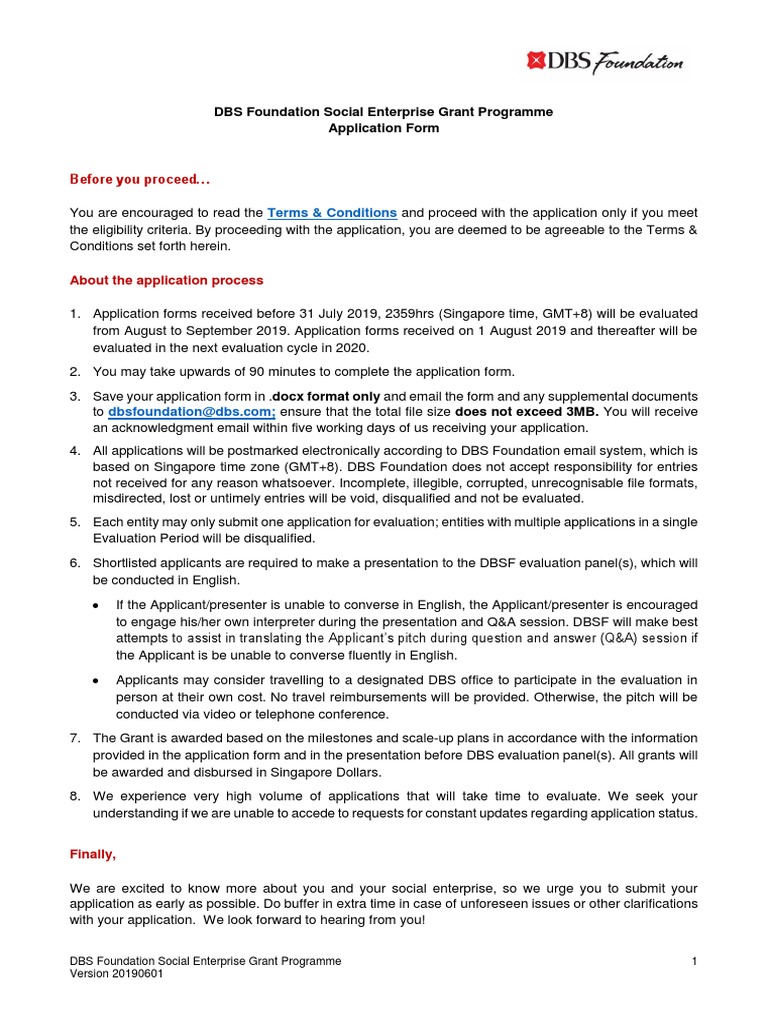 EN-DBSF Grant Application Form | PDF | Social Enterprise | Entrepreneurship