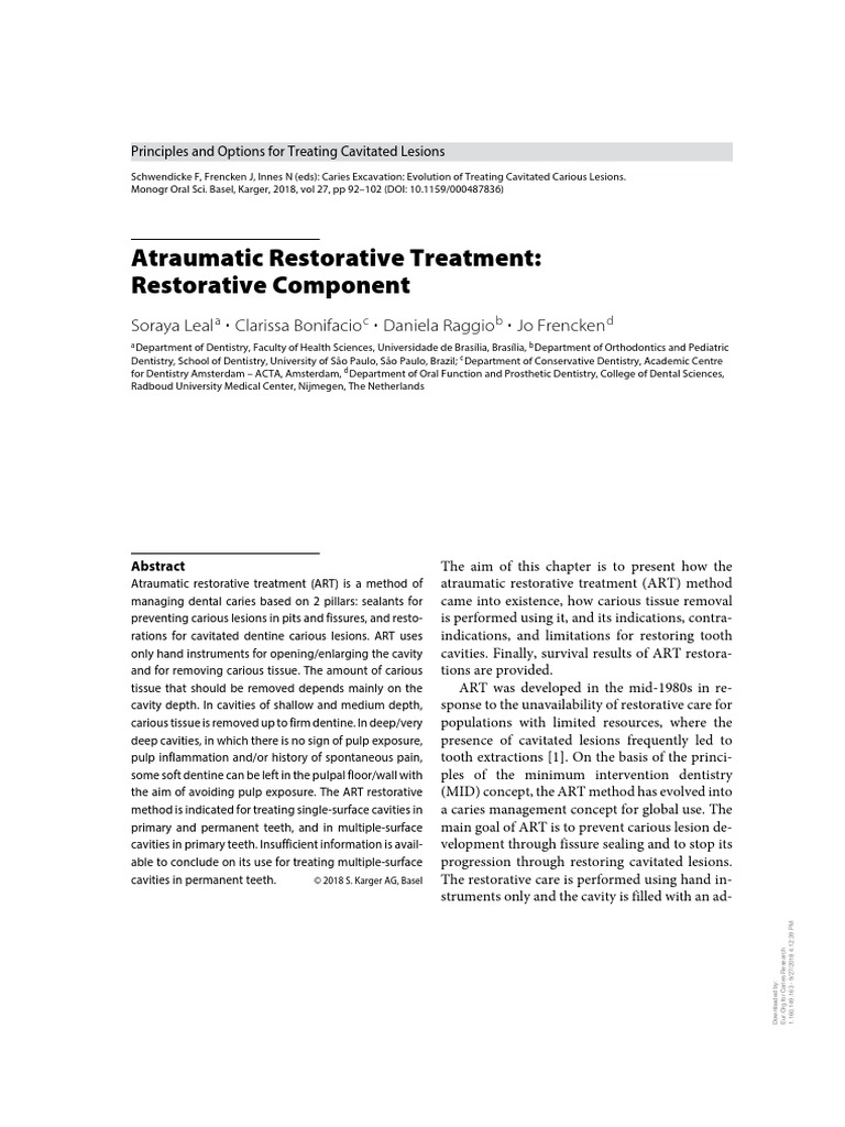 Atraumatic Restorative Treatment: Restorative Component | PDF | Human ...