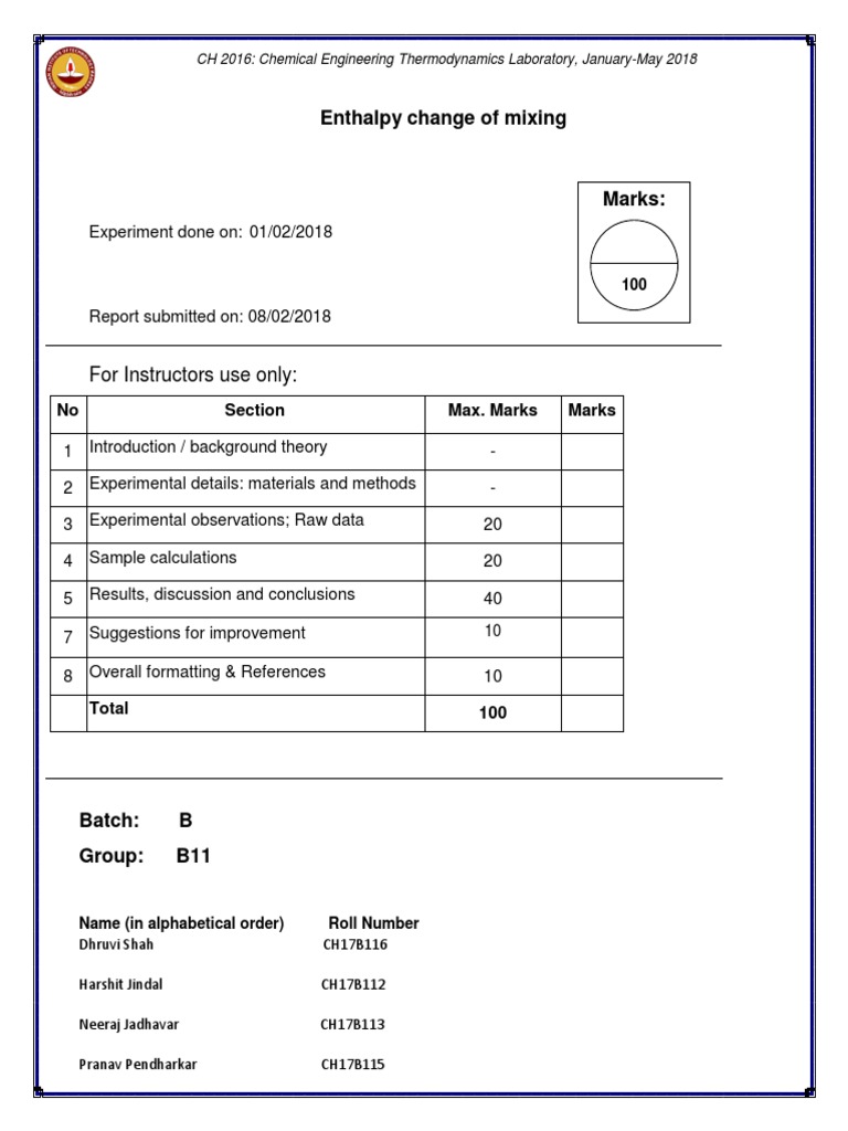 Delta H Mix Sample 45 | PDF | Solution | Enthalpy