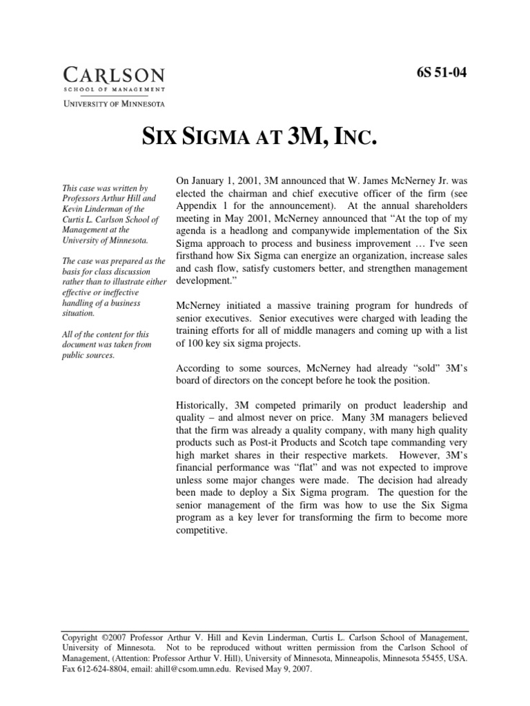 Six Sigma at 3m PDF | PDF | Six Sigma | Business Process