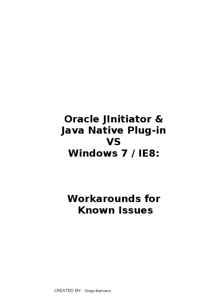 Oracle JInitiator&Java Native Plugin On Windows7-IE8 | PDF | Java Virtual Machine | Internet ...