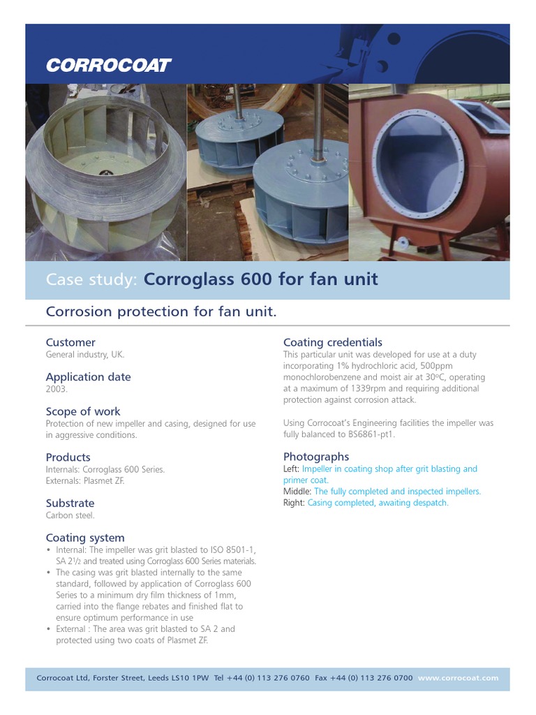 Corroglass 600 Case Study: Fan Unit Protection | PDF