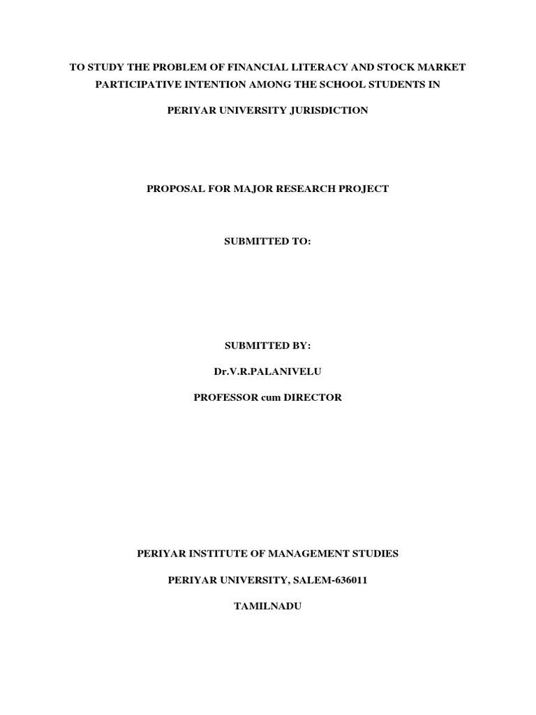 Stock Market Awareness Among School Students in Selected Districts ...