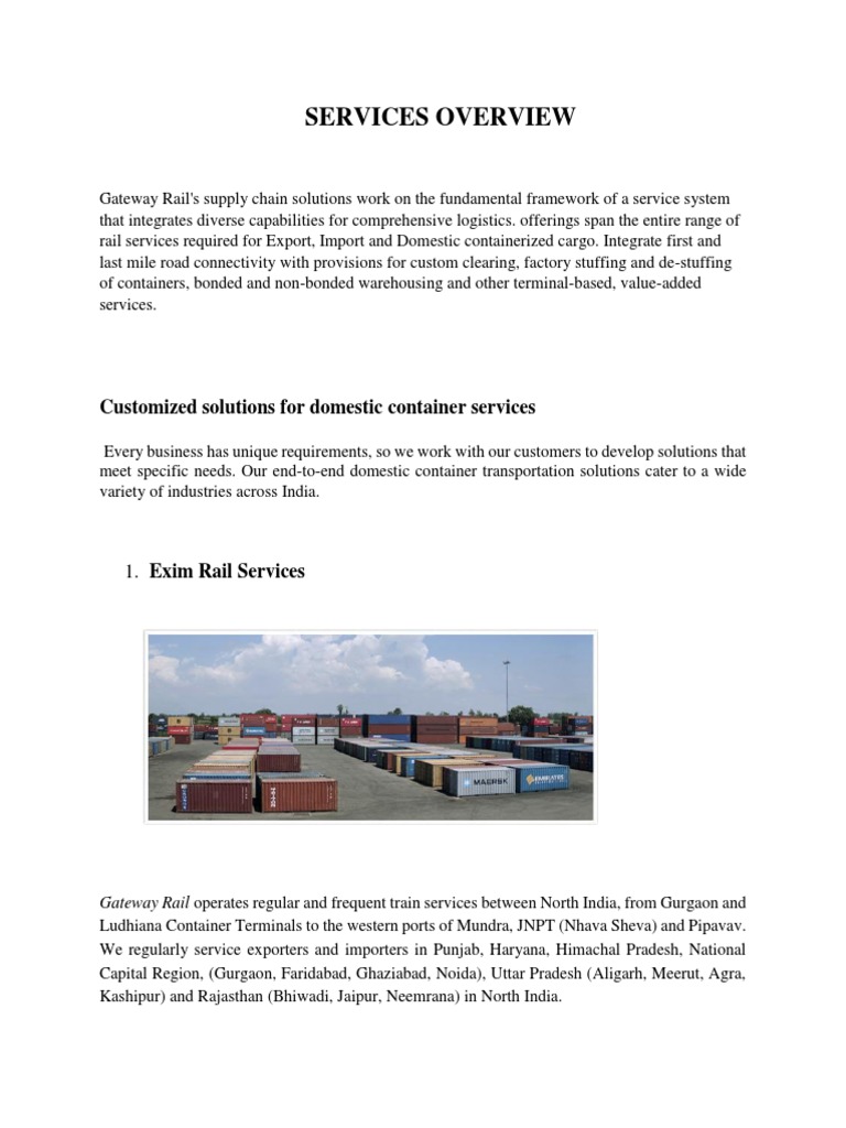 Services Overview | PDF | Containerization | Warehouse