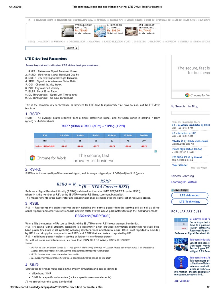 Lte Drive Test Parameters Pdf Bit Rate Mimo