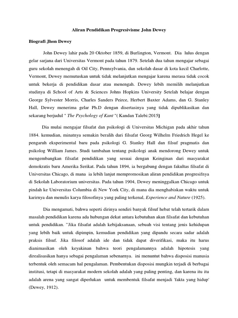Aliran Pendidikan Progresivisme John Dewey | PDF