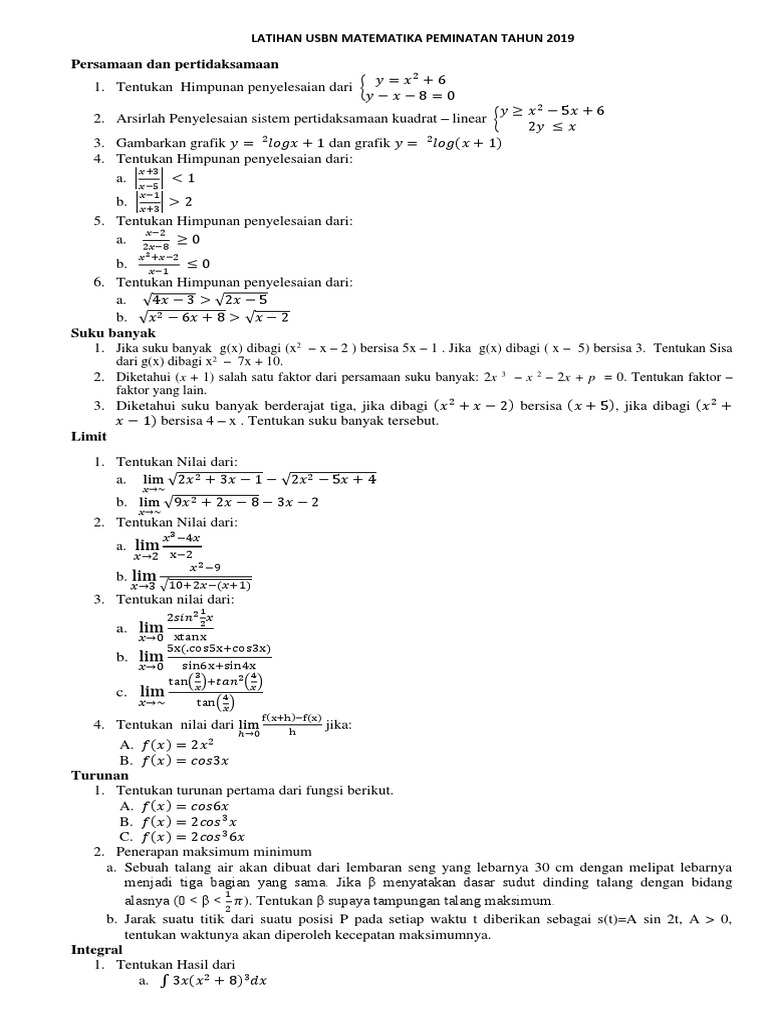 Latihan USBN Minat 19 | PDF