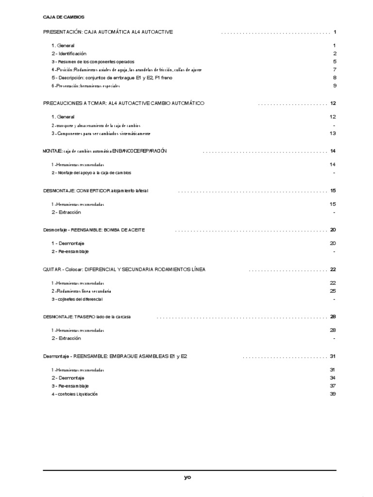 DPO-AL4 Repair-Manual - Español.es | PDF | Transmisión automática ...