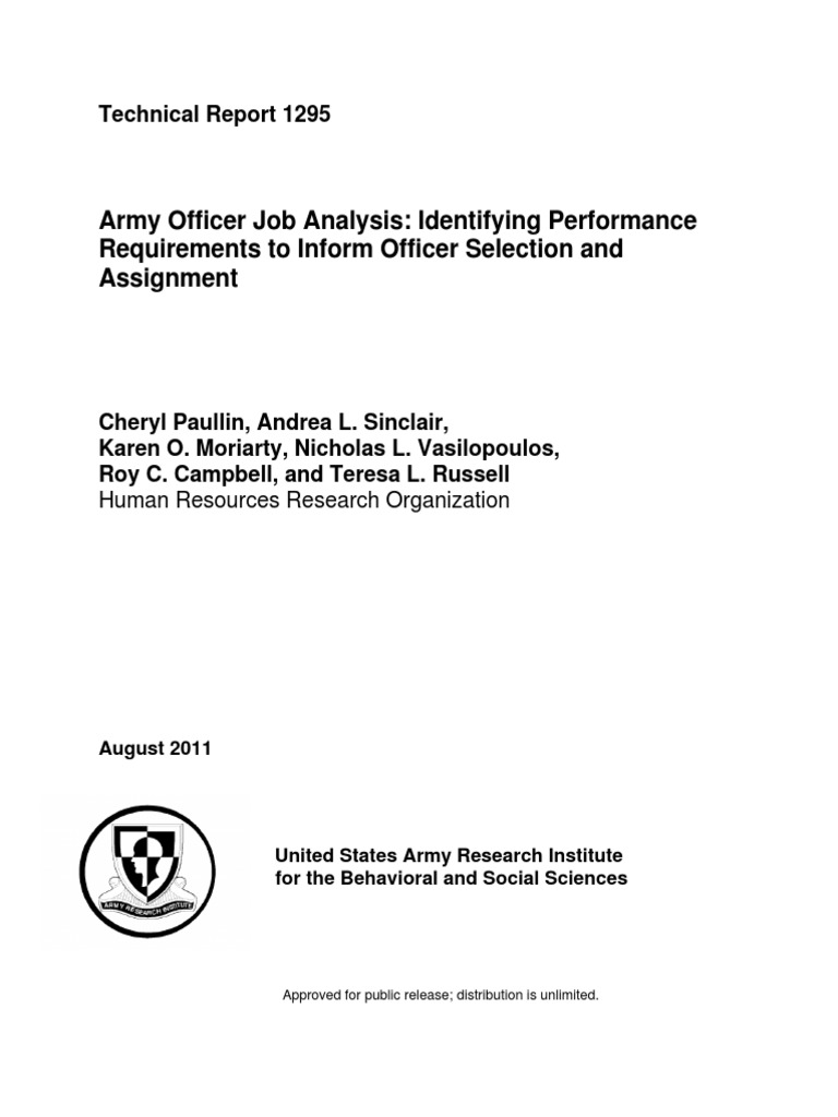 Army Officer Job Analysis Report | PDF | Officer (Armed Forces ...