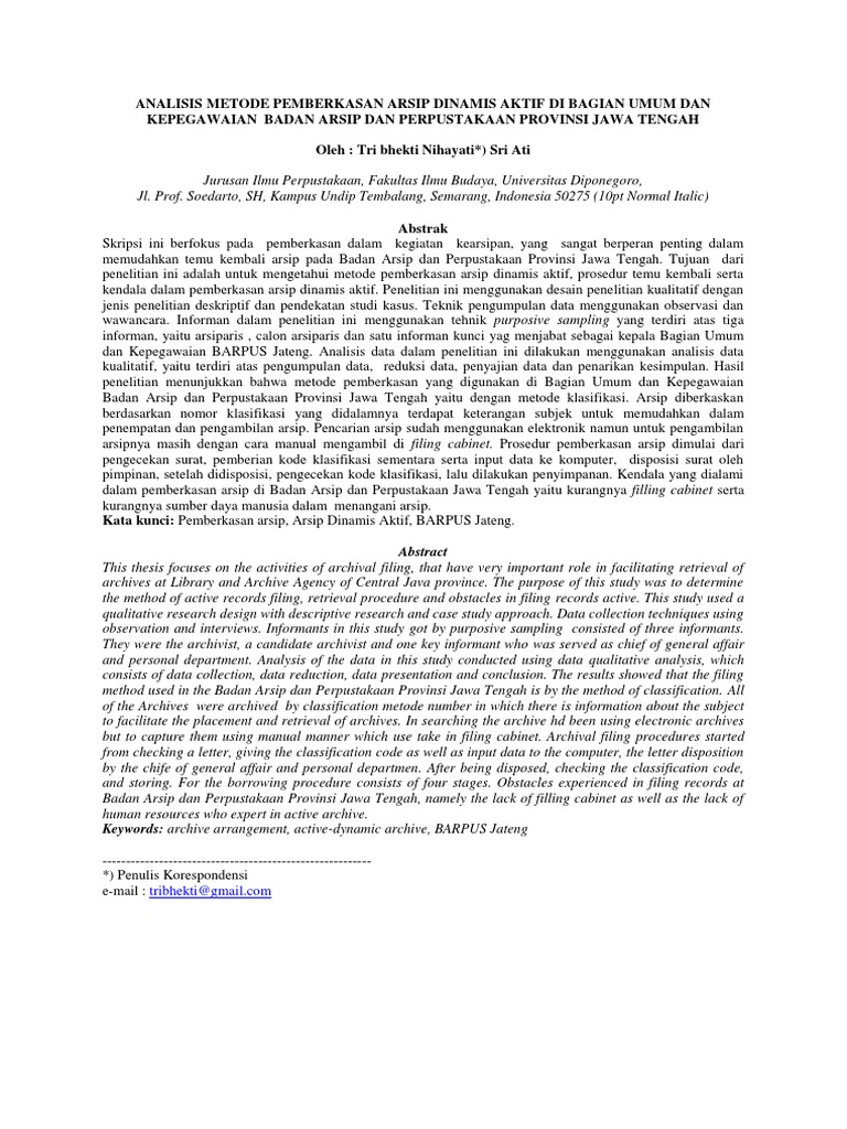 Analisis Metode Pemberkasan Arsip Dinami | PDF