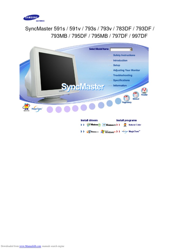 Syncmaster 591S / 591V / 793S / 793V / 783Df / 793Df / 793Mb / 795Df ...