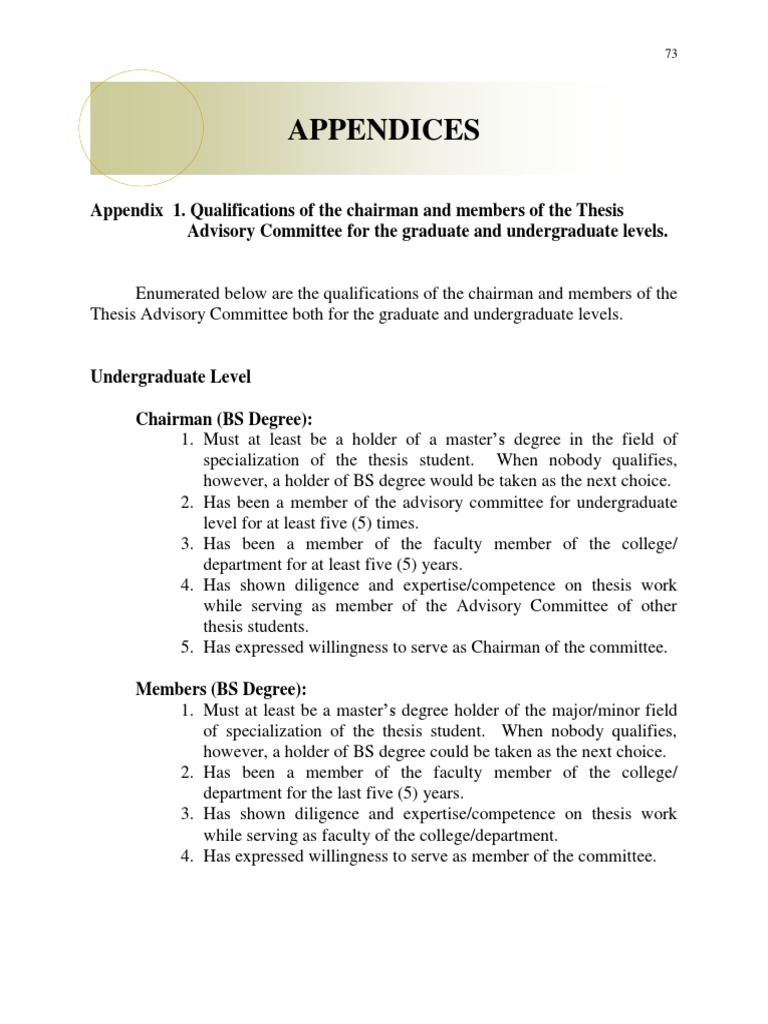 Thesis Manual of CapSU Appendices 2 | PDF | Thesis | Postgraduate Education