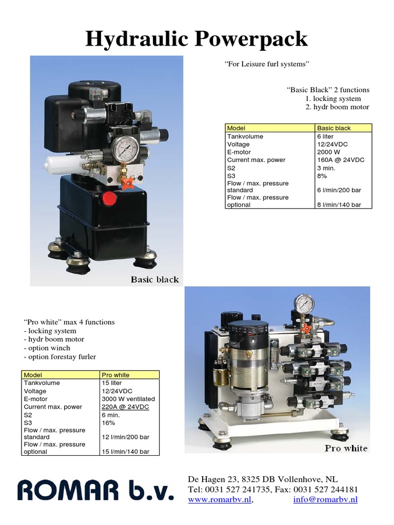 Hydraulic Powerpack: "For Leisure Furl Systems" | PDF | Hydraulics ...