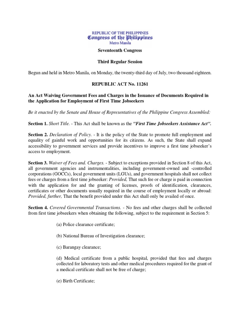 Ra 11261 | PDF | United States House Of Representatives | Identity Document