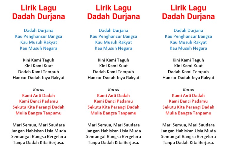 Lirik Lagu Dadah Durjana | PDF | Ilmu Sosial | Seni