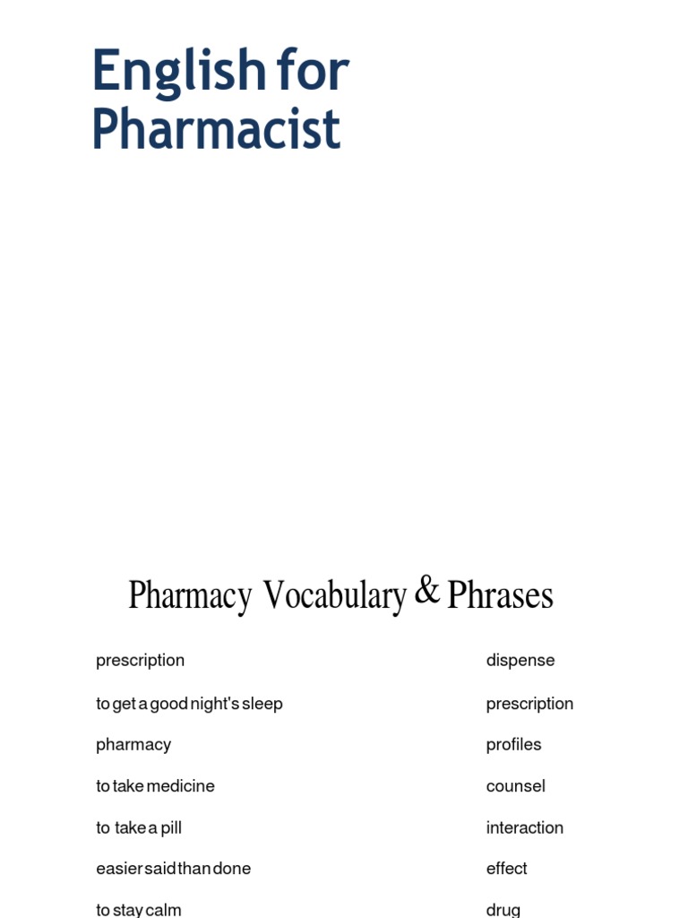 English For Pharmacist | PDF | Medical Prescription | Pharmacy