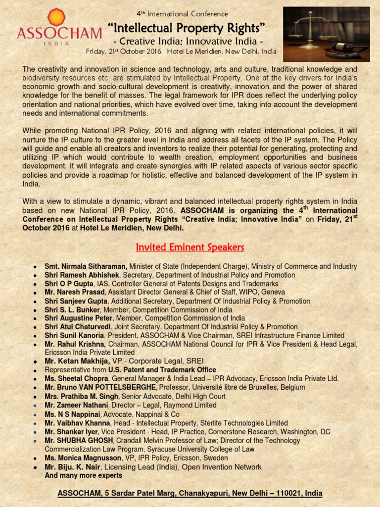 IPR Conference: Creative & Innovative India | PDF | Intellectual ...