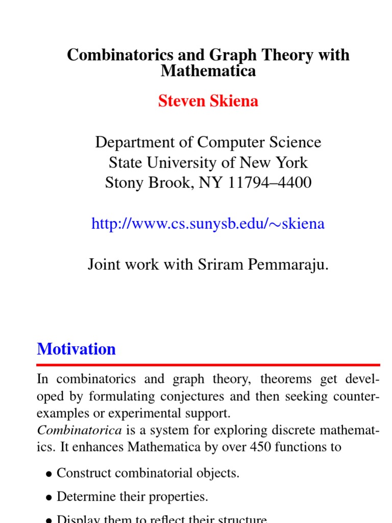 Combinatorics and Graph Theory With Mathematica: Steven Skiena ...