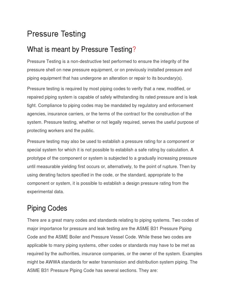 Pressure Testing and Leak Testing Methods | PDF | Leak | Pressure