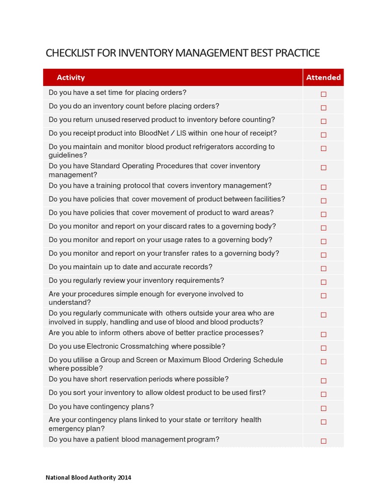 Checklist For Inventory Management Best Practice | PDF