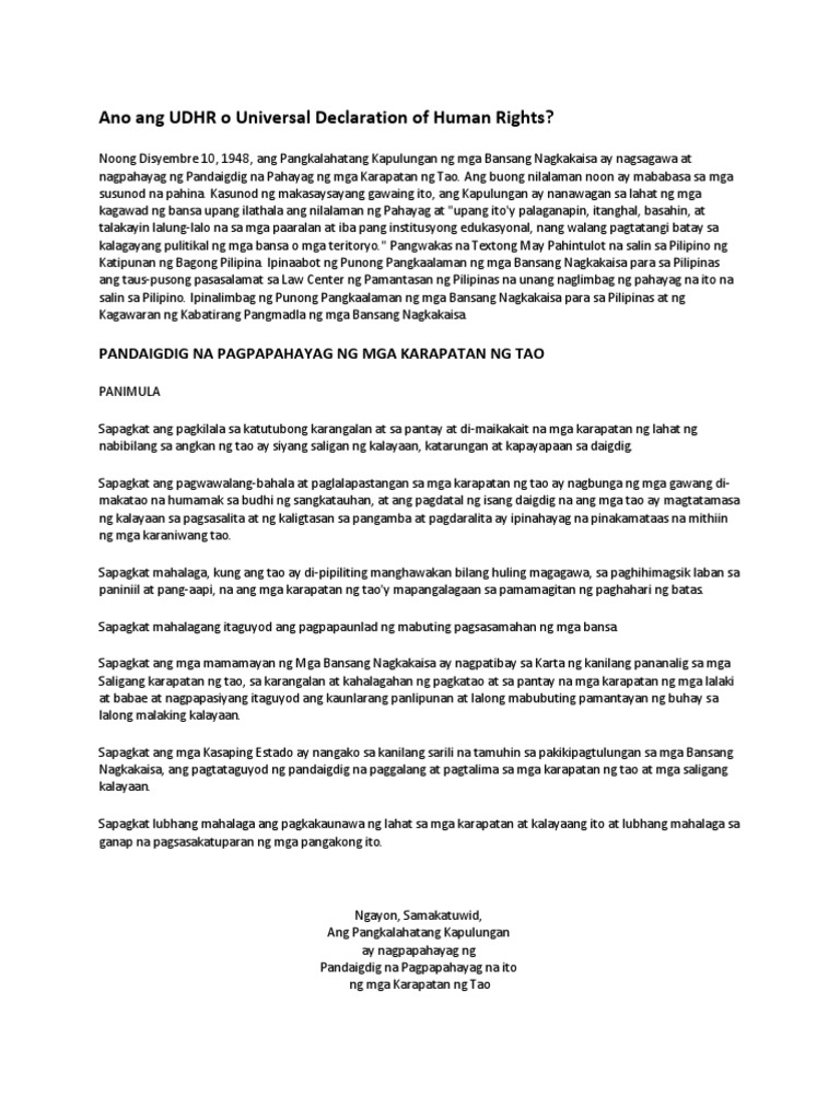 Ano Ang UDHR o Universal Declaration of Human Rights | PDF
