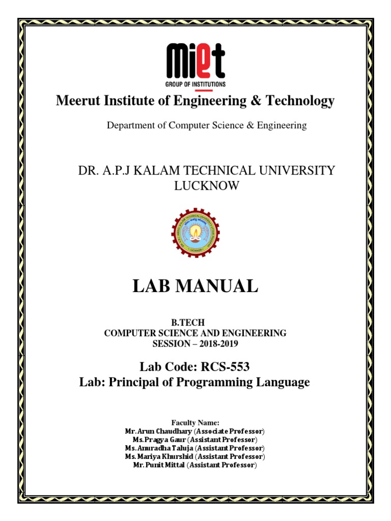 PPL Lab Manual | PDF | Programming Language | Discrete Mathematics