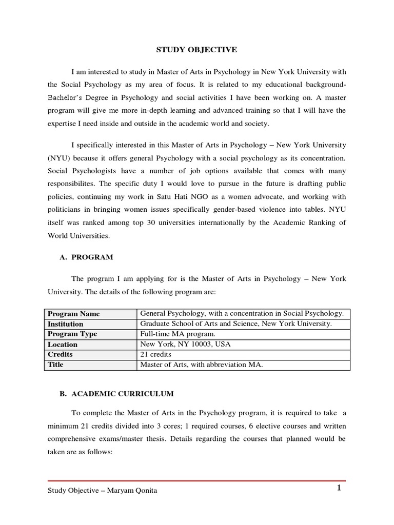Study Objective LPDP Maryam Qonita | PDF | Master Of Arts | Master's Degree