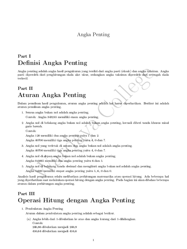 Aturan dan Contoh Angka Penting | PDF