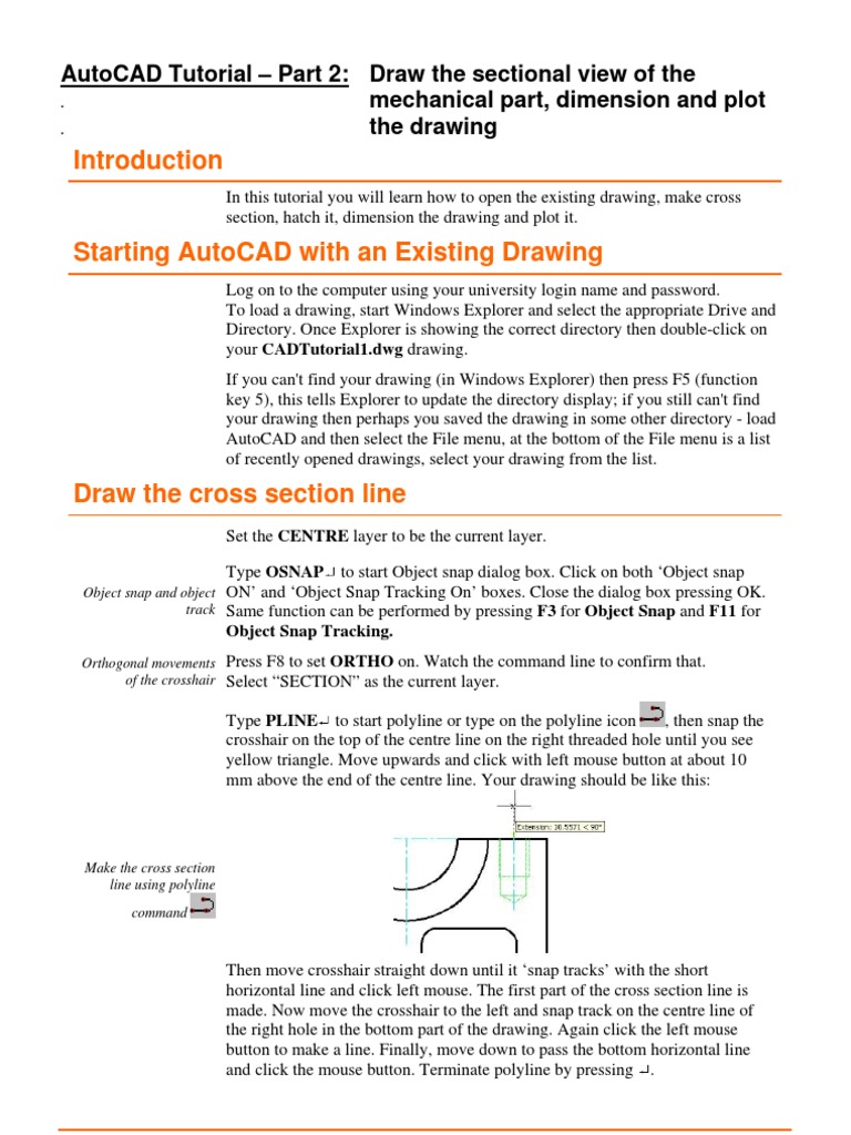 Autocad Tutorial - Part 2: Draw The Sectional View of The Mechanical ...