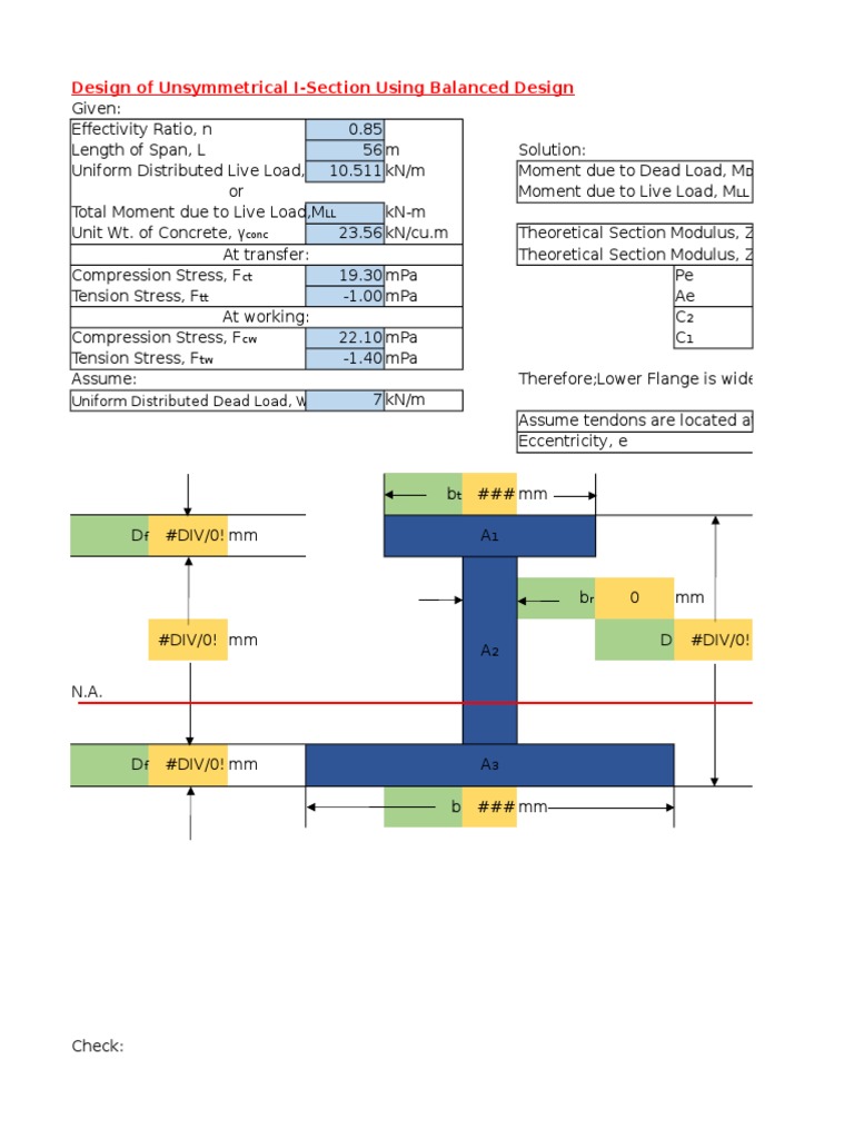 Design of Unsymmetrical I-Section (Balanced Design) | PDF | Stress ...