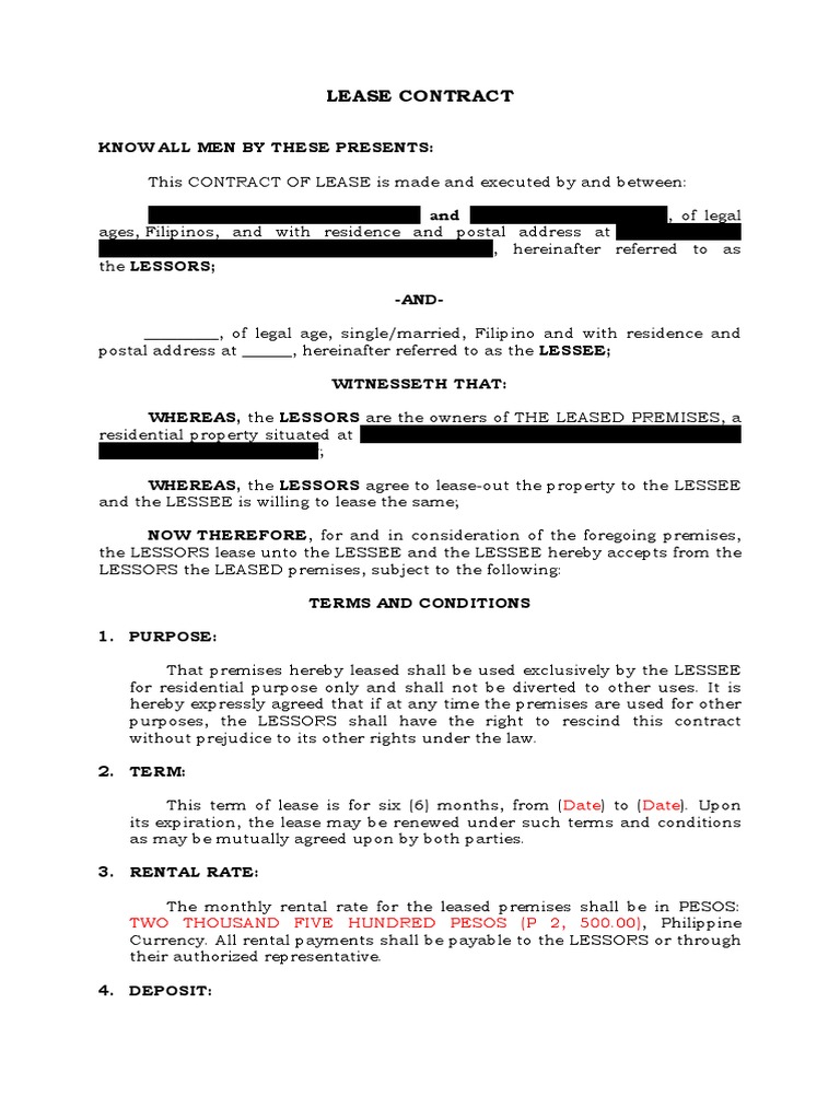 Contract of Lease | PDF | Lease | Civil Law (Legal System)