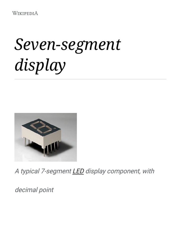 Seven-Segment Display - Wikipedia PDF | PDF | Digital Electronics ...
