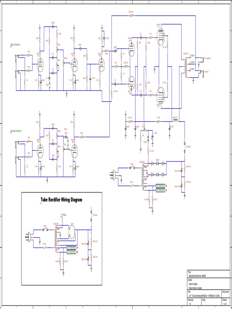 Tube Rectifier Wiring Diagram: Bass Channel | Download Free PDF | Audio ...