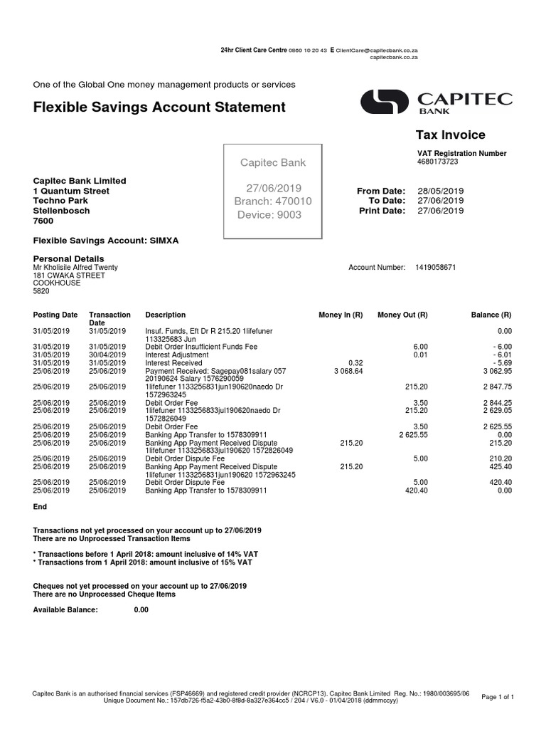 Account Statement | Financial Transaction | Banks