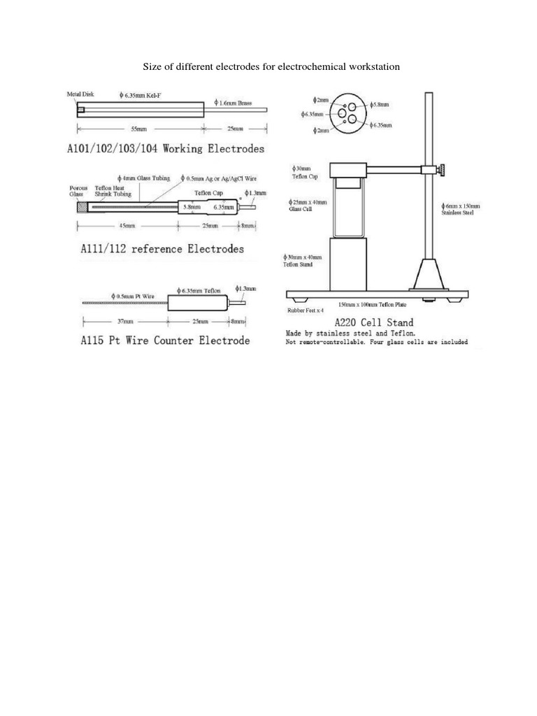 Electrode Sizes for Electrochemical Workstations | PDF
