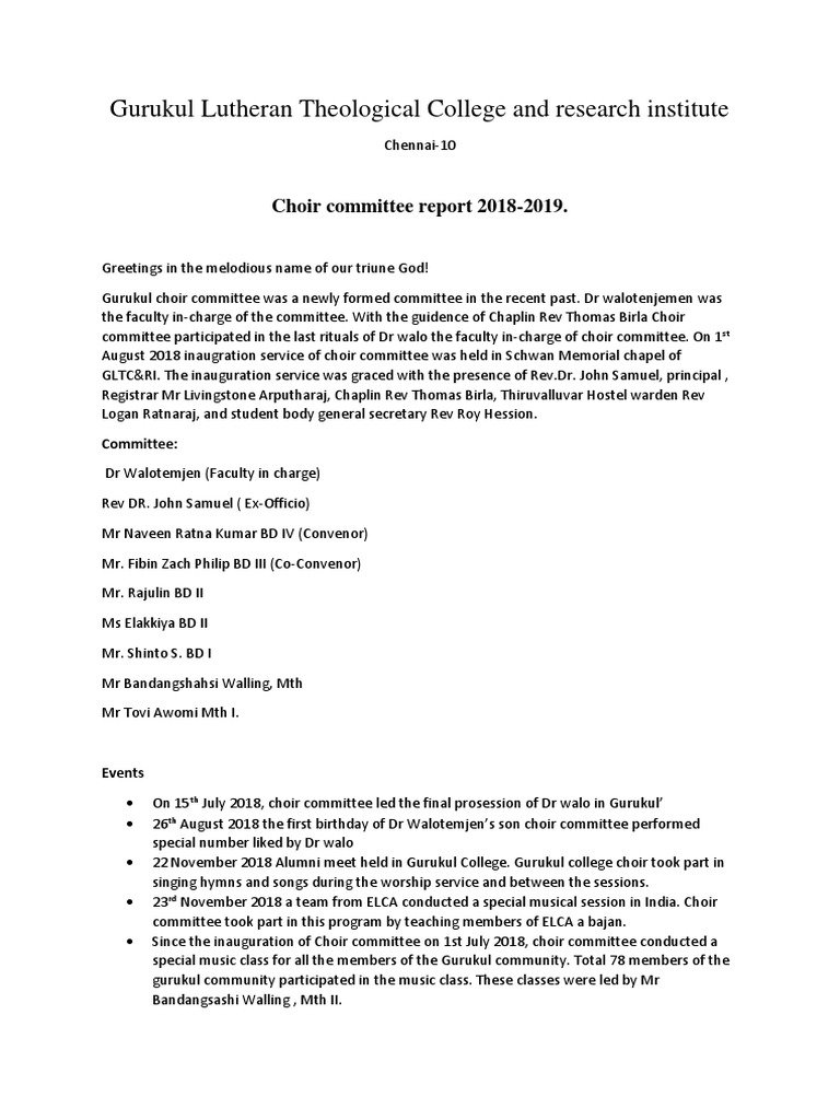 Choir Report | PDF