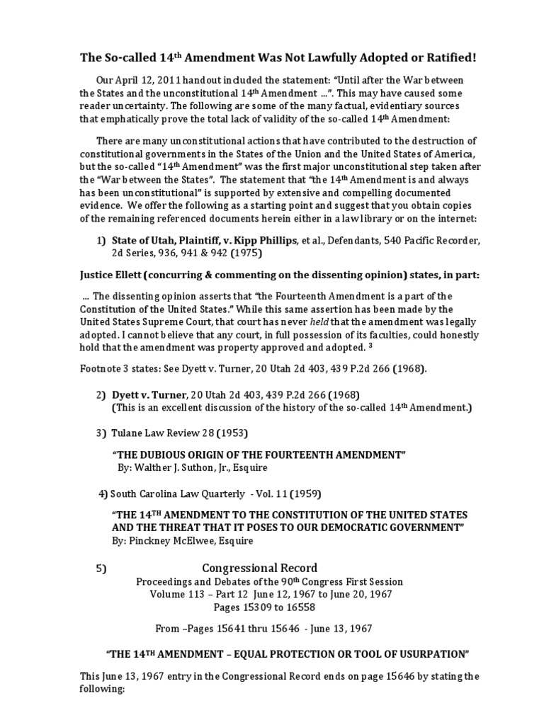 14th Amendment Citations | Fourteenth Amendment To The United States ...